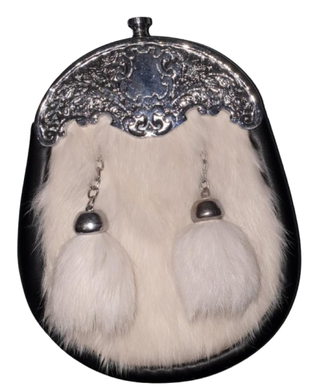 Kids Full Dress - White Rabbit Fur on regular leather, 2 Fur Tassels ...