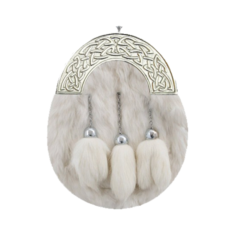 Full Dress - White Rabbit Fur on regular leather, 3 Fur Tassels ...