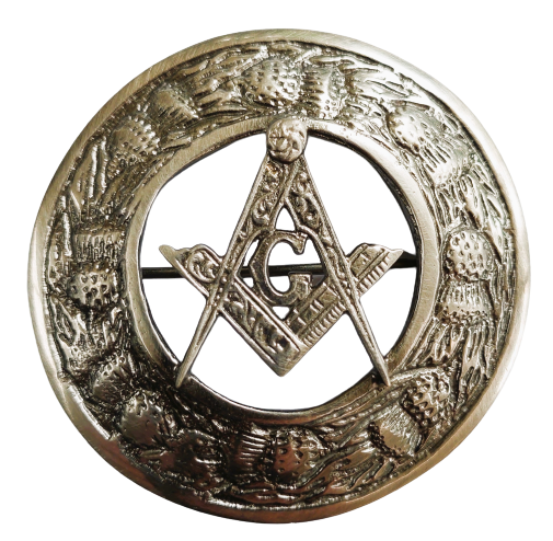 Plaid Brooch - Masonic Design, 3” Dia - Scottish Retail